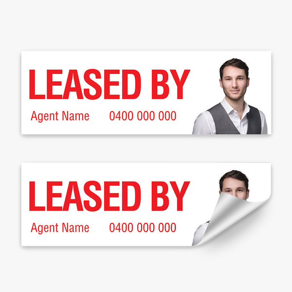 Leased By Sticker With Agent Photo (Rectangle) - PRD – Real Stickers